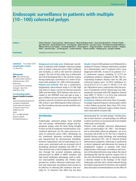 Pdf Endoscopic Surveillance In Patients With Multiple 10 100 Colorectal Polyps