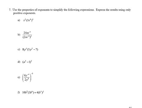 Solved Use The Properties Of Exponents To Simplify The Chegg