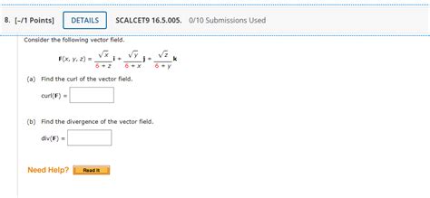 Solved Consider The Following Vector Field