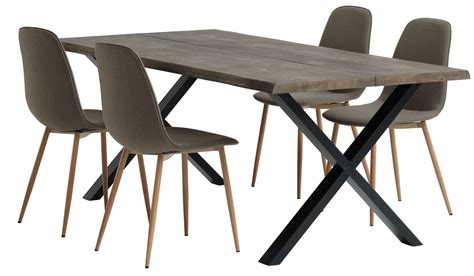 ROSKILDE L200 Tisch dunkle Eiche 4 BISTRUP Stühle olivgrün JYSK