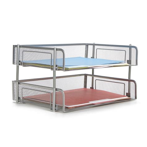 Mind Reader 2 Pack Stackable Metal Mesh File Holder Trays Document