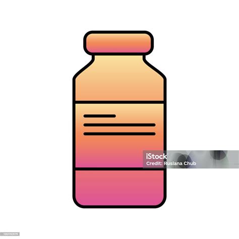 백신을 가진 의학 유리병 분홍색 그라데이션과 검은색 윤곽선의 병 아이콘 현대적인 평면 디자인의 헬스케어 바이러스와 감기에 대 한 제약 약 벡터 0명에 대한 스톡 벡터 아트