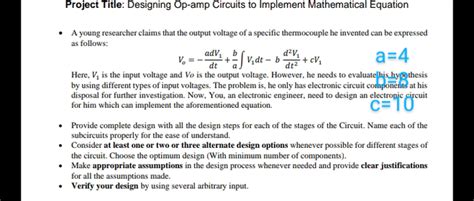 Solved Project Title Designing Op Circuits To Chegg Com