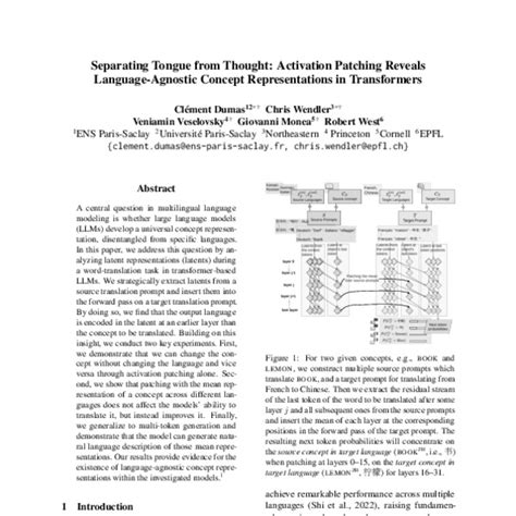 Separating Tongue From Thought Activation Patching Reveals Language Agnostic Concept
