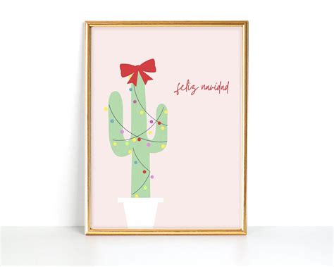 Feliz Navidad Printable Cactus Christmas Tree Print Cactus Etsy