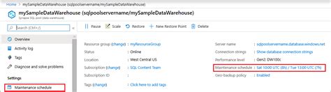 synapse sql 풀에 대한 유지 관리 일정 azure synapse analytics microsoft learn