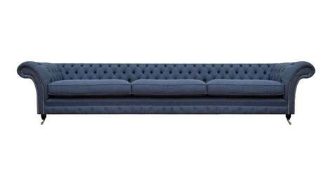 Jvmoebel Chesterfield Sofa Sitz Möbel Sofa Couch Dreisitze Textil Blau