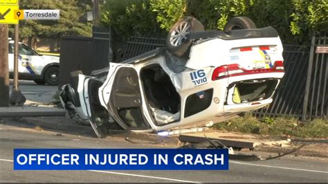Philadelphia Police Officer Injured After Rollover Crash In Torresdale