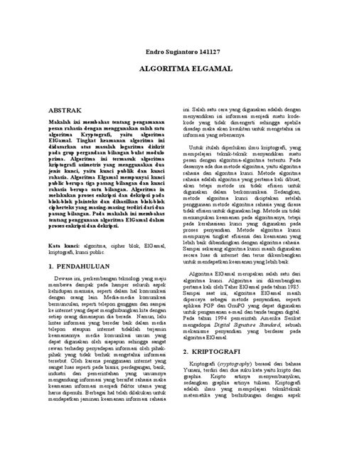 Algoritma Kriptografi Elgamal Dan Penerapannya Dalam Enkripsi Dan Dekripsi Pesan Pdf