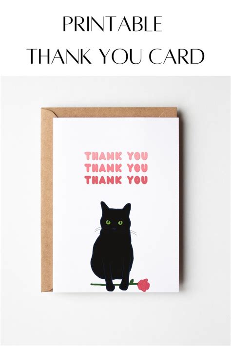 Cat Thank You Card Funny Thank You Card Instant Download