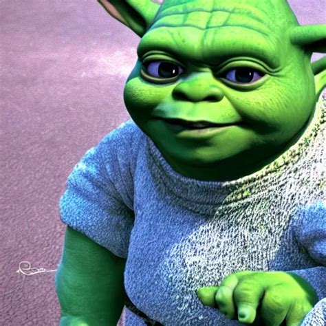 Shrek And Baby Yoda Morphed Into One Character Stable Diffusion