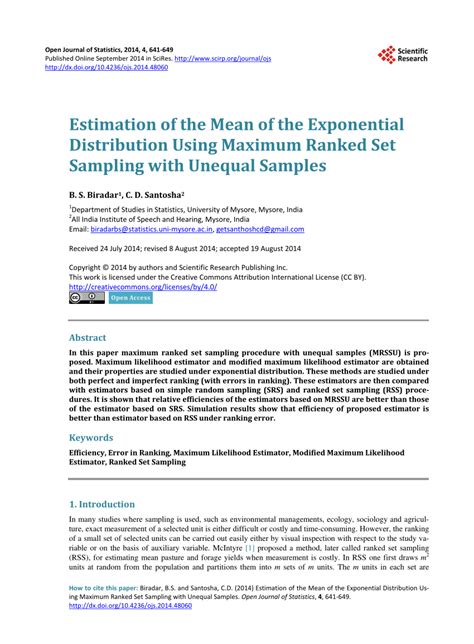 Pdf Estimation Of The Mean Of The Exponential Distribution Using