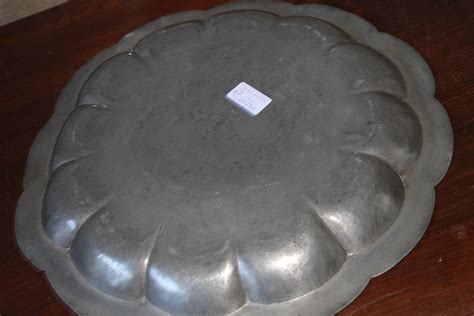 Proantic Large Pewter Brassware Dish By Just Andersen Art Deco Period