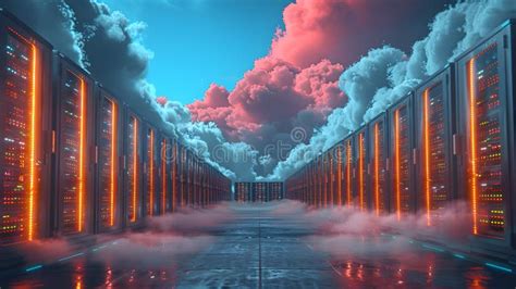 Futuristic Data Center With Cloud Computing Environment Stock Image