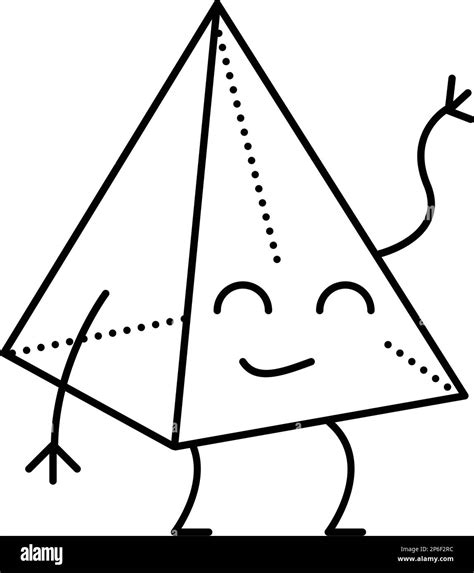 Pyramid Geometric Shape Character Line Icon Vector Illustration Stock