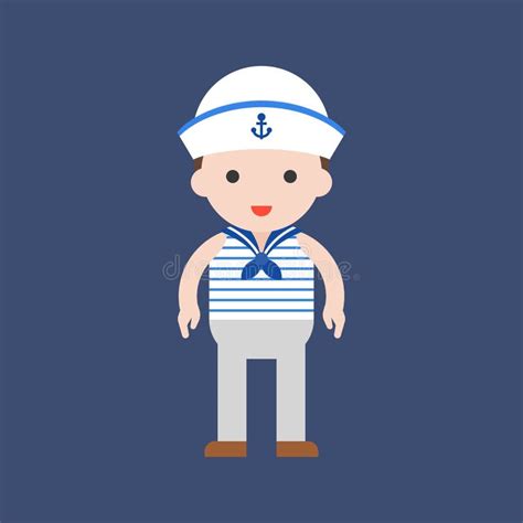 Navy Cute Character Professional Set Flat Design Stock Vector