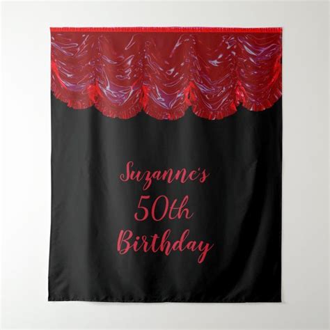 Photo Backdrop 50th Birthday Party Black Red Zazzle