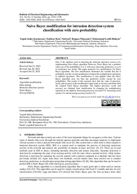 Pdf Naive Bayes Modification For Intrusion Detection System
