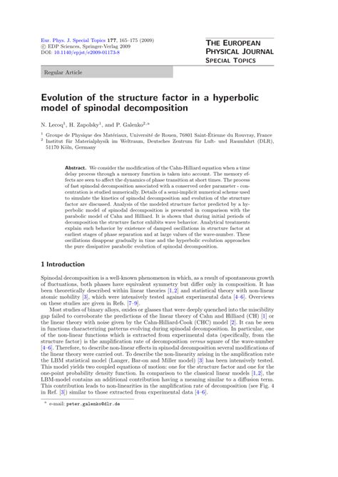 Pdf Evolution Of The Structure Factor In A Hyperbolic Model Of