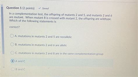 solved saved question 1 2 points in a complementation
