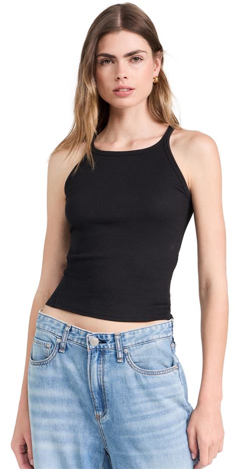 Rag And Bone The Essential Rib Long String Tank Black Editorialist