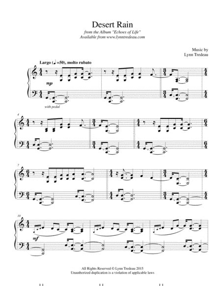 Desert Rain By Lynn Tredeau Sheet Music For Piano Solo At Sheet Music