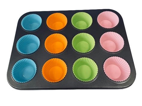 BLACHA NA MUFFINKI Do PIECZENIA Foremki Na BABECZKI SILIKONOWE 12sztuk
