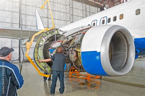 Assembling Replacing Engine Parts Of The Aircraft After Repair