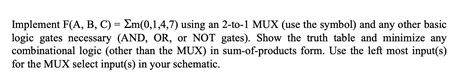 Solved Implement FabcΣm0147 Using An 2 To 1 Mux