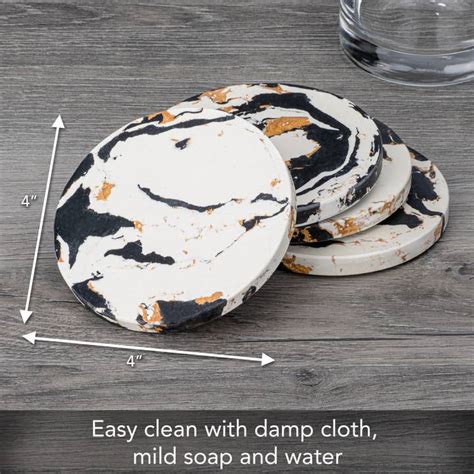 Wholesale Thirstystone Black Gold And White Round Resin Coasters 475