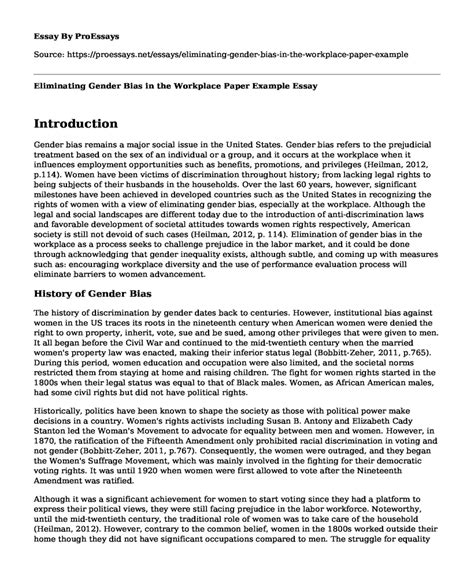 📗 Eliminating Gender Bias In The Workplace Paper Example Free Essay