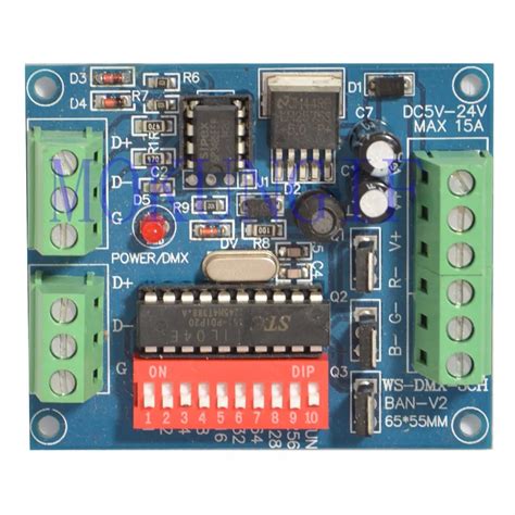 mokun 3ch easy dmx512 controller decoder driver rgb strip module