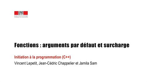 Fonctions arguments par défaut et surcharge YouTube