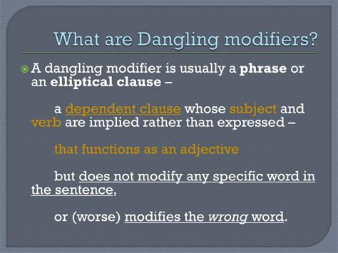 Ppt Misplaced And Dangling Modifiers Powerpoint Presentation Id2241648