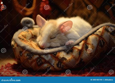 A Mouse Sleeping Snugly Inside A Plush Soft Fur Slipper Royalty Free