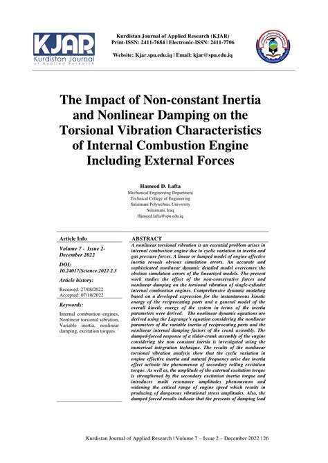 Pdf The Impact Of Non Constant Inertia And Nonlinear Damping On The