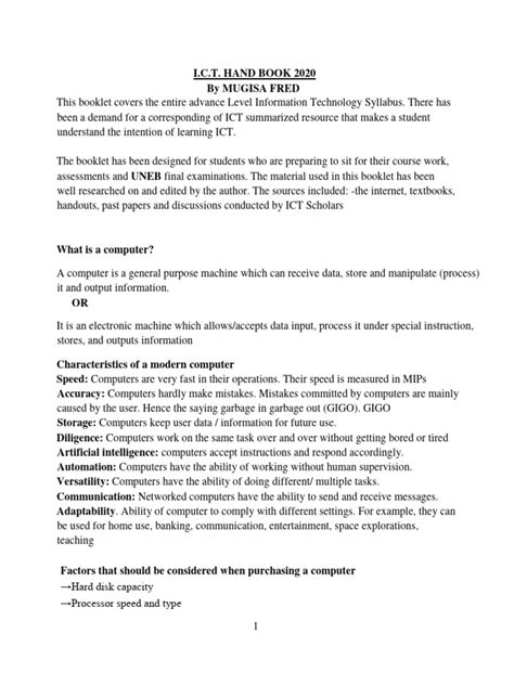 Ict Notes A Level By Fred Pdf Computer File Personal Digital Assistant