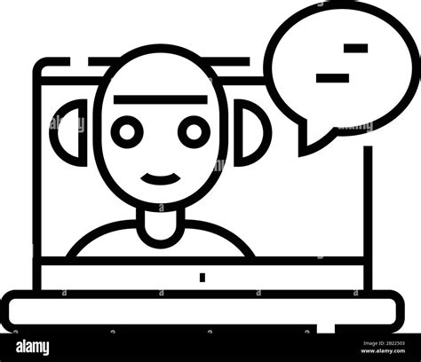 Online Bot Line Icon Concept Sign Outline Vector Illustration Linear