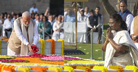 President Murmu Pm Modi Pay Homage To Gandhi And Shastri On Their