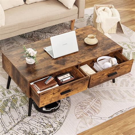 Iwell Coffee Table For Living Room Mid Century Modern Coffee Table