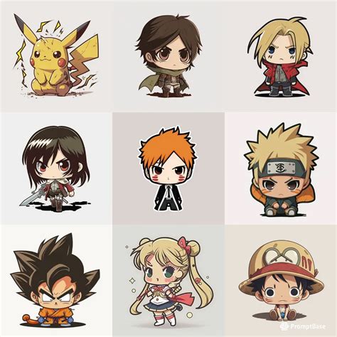 Famous Anime Characters Cute Chibis Midjourney Prompt Promptbase