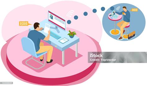 원격 작업 및 네트워크 온라인으로 연결하고 재택근무를 하는 전문 비즈니스 텔레워커 가정 생활에 대한 스톡 벡터 아트 및 기타 이미지 가정 생활 격리 경영자 Istock