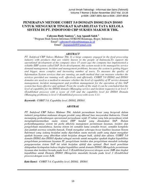 Penerapan Metode Cobit 50 Domain Dss02 D 48790101 Pdf Business