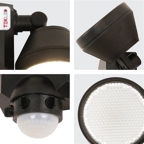 Faro De Seguridad Doble Cabeza Wall E Con Sensor Pir 20w Blanco Frío