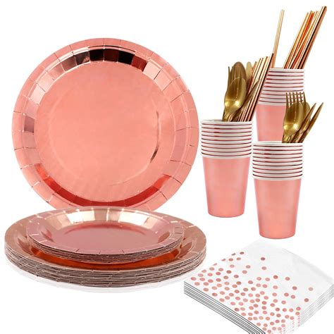 Zhuge 180pcs Pink Party Supplies Severs 20 Disposable Party Dinnerware
