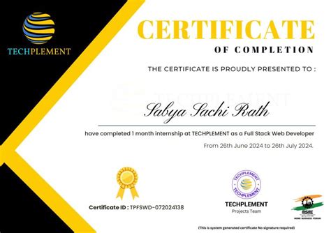 Sabya Sachi Rath On Linkedin Techplement Fullstackdeveloper Internship