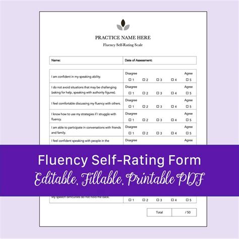 Fluency Self Rating Scale For Speech Therapy Fillable Printable Pdf