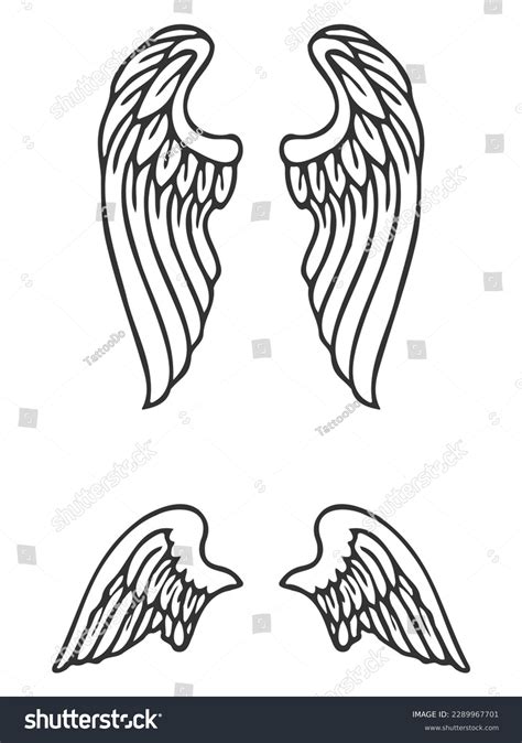Vintage Wings Isolated On White Background Stock Vector Royalty Free