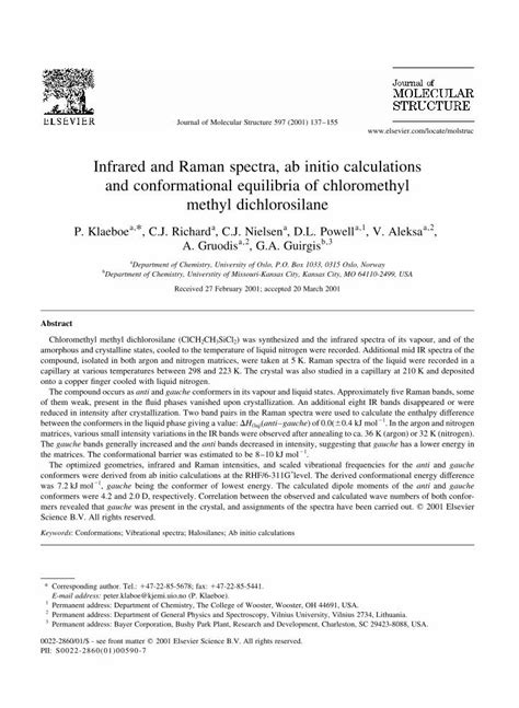 Pdf Infrared And Raman Spectra Ab Initio Calculations And