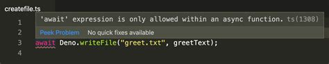 top level await is not recognized by extension · issue 49 · denoland
